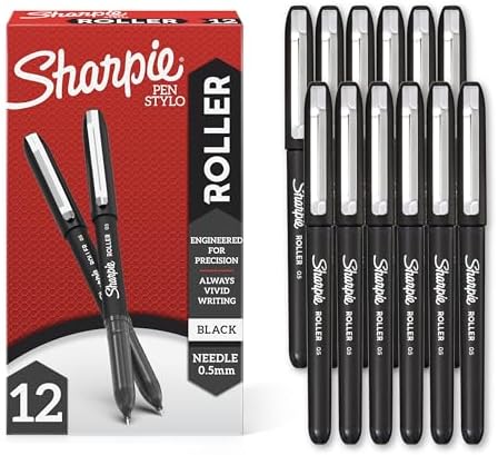 Sharpie Rollerball Pens, Needle Point (0.5mm) Precision Pen, Black Ink ...