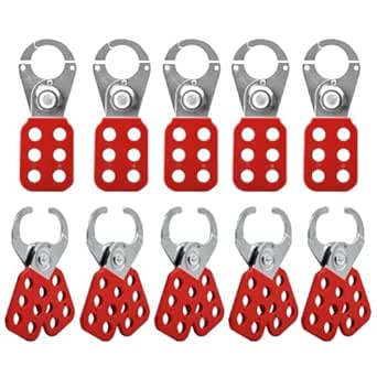 HiLKCO 10 Pack Lockout Tagout Steel Plastic Hasp 6 Hole Industry Safety ...