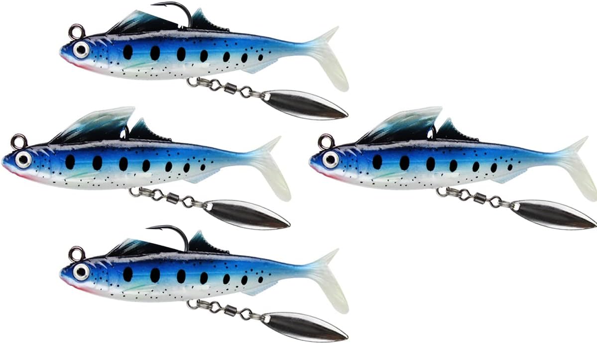Amazon.com : Weedless Paddle Tail Swimbait with Rotating Sequin ...