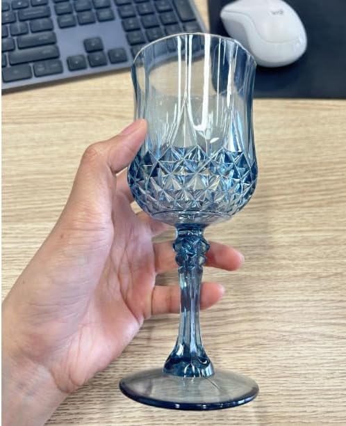 Amazon.com | 24 Pcs 7oz Dusty Blue Water Goblets Smoke Blue Goblet Cup ...