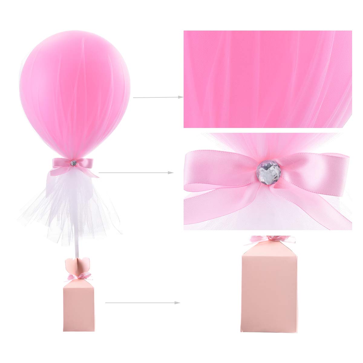 Pink Tutu Tulle Balloons Centerpieces with Candy Box for Baby Shower ...