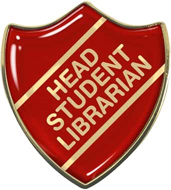 Head Student Librarian Gel Domed Red School Shield Badge : Amazon.co.uk ...