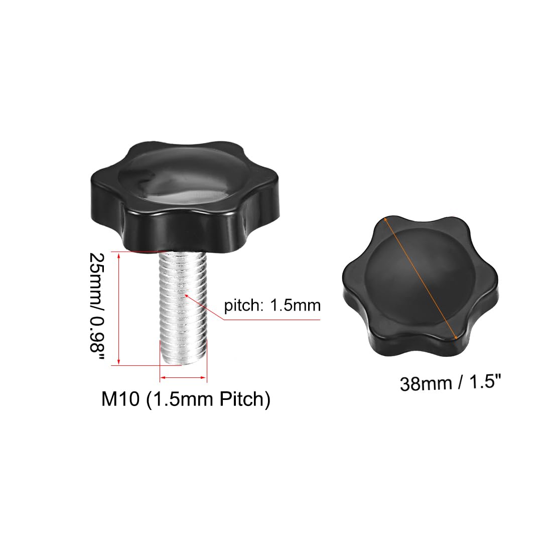 Snapklik.com : Uxcell Clamping Screw Knob, 38mm Dia Plum Hex Shaped ...