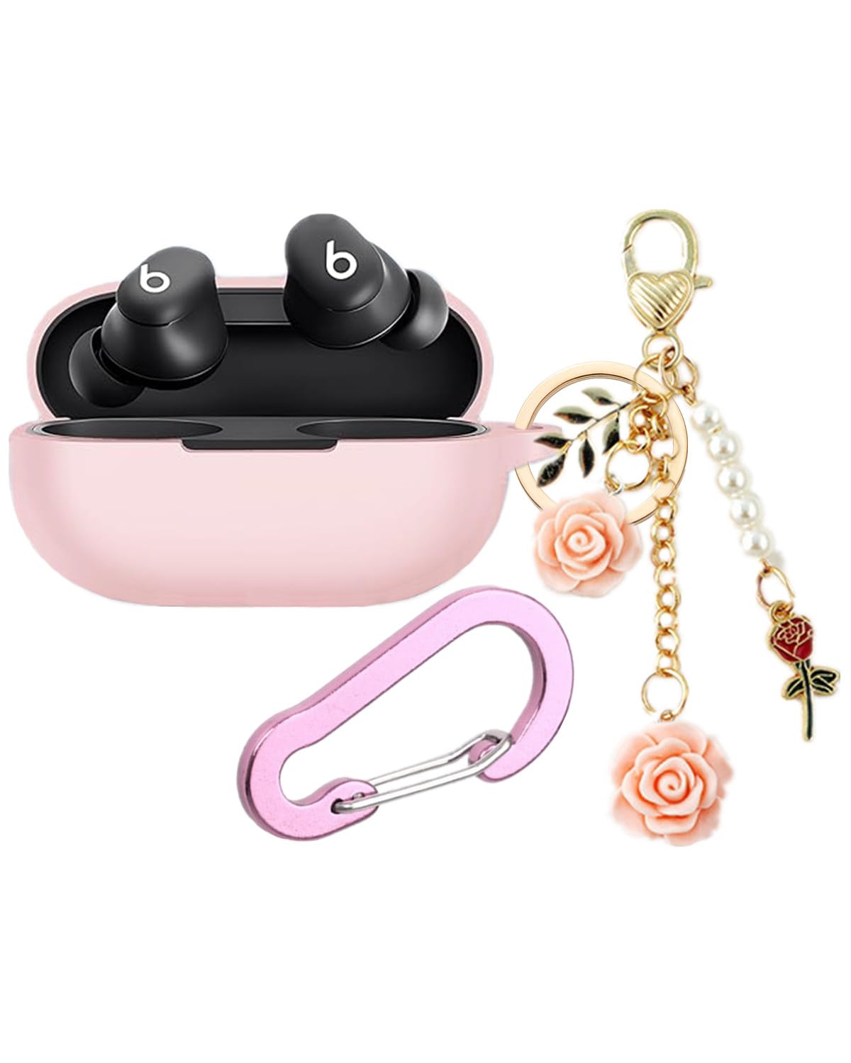Amazon.com: Case for Beats Solo Buds Case Cover with Flower Keychain ...