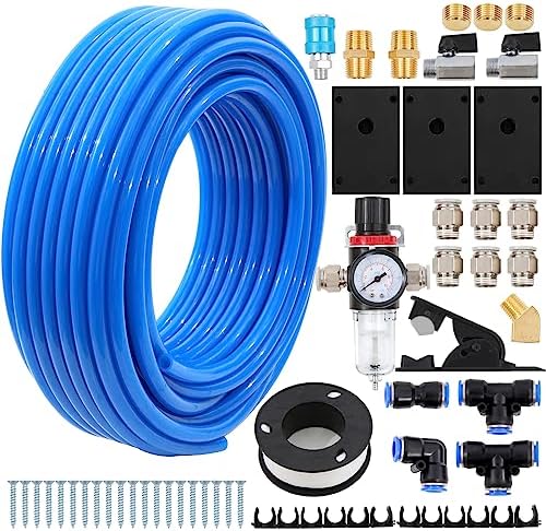 Shop Air Line Kit,Blue 1/2 Inch 100ft PU Air Tubing Kit, Hose Air Line ...
