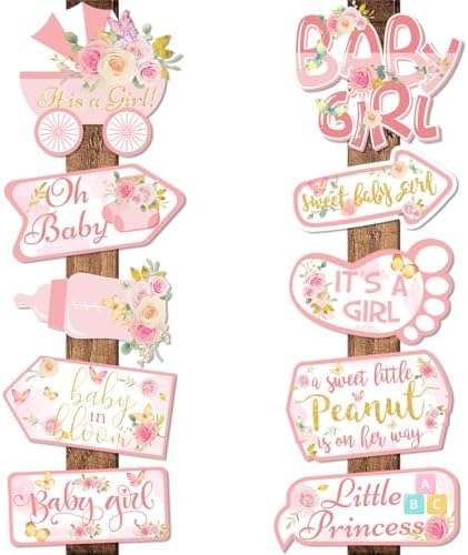 Amazon.com: Sacubee Set of 8 Pink Baby Shower Decoration for Girl Baby ...