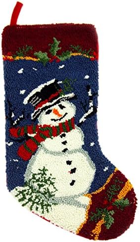 Amazon.com: glitzhome 19" Handmade Hooked Snowman Christmas Stocking ...