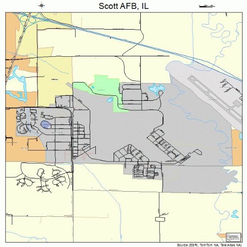 Amazon.com: Large Street & Road Map of Scott AFB, Illinois IL - Printed ...