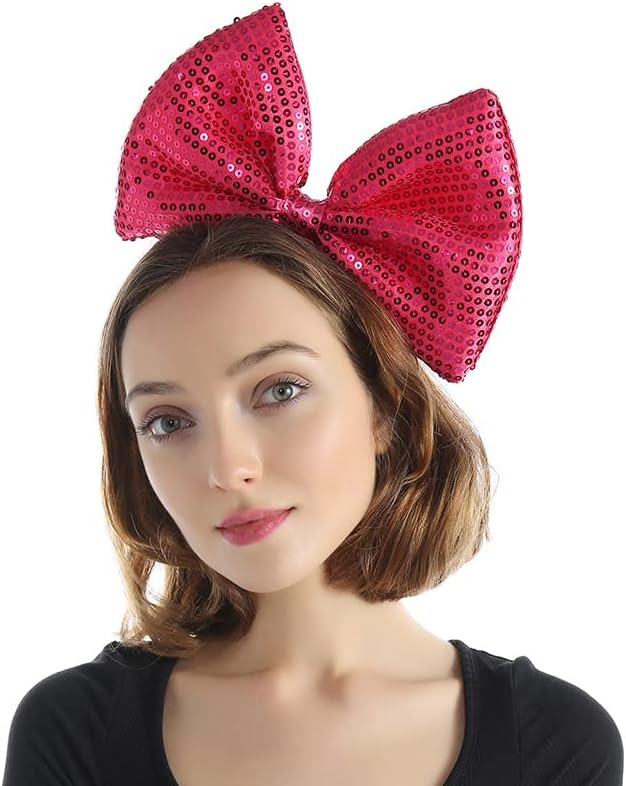 Amazon.com: Bubbmi Large Hair Bow Headband, Hot Pink Huge Oversized ...