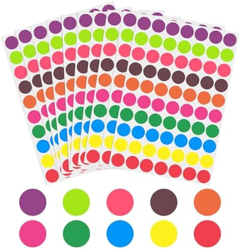 Amazon.com : 2640 PCS Dot Stickers 0.5 Inch Round Colored Stickers, 10 ...