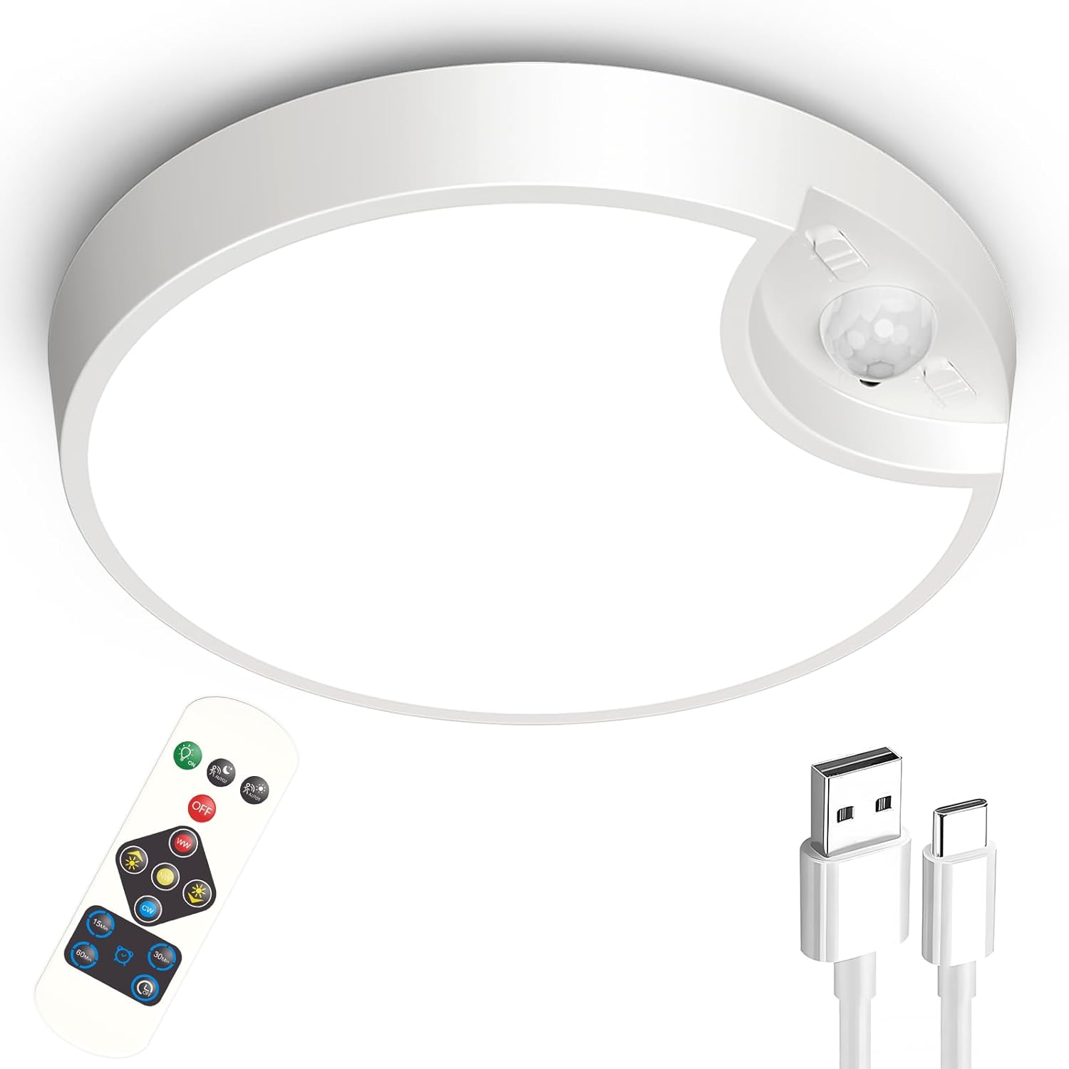 Funlenry Rechargeable Motion Sensor Ceiling Light with Remote