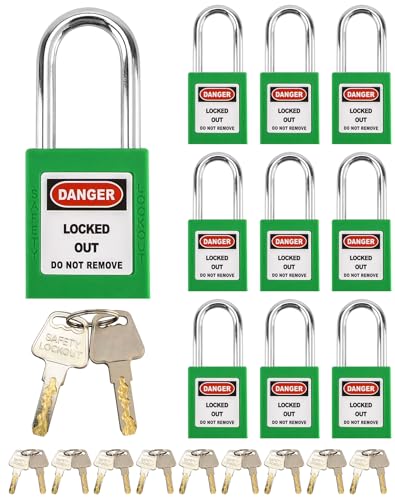 Snapklik.com : QWORK Lockout Tagout Locks, Safety Padlock, 10 Green ...