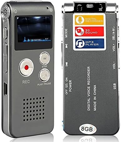 Amazon.com: Digital Audio Voice Recorder/Dictaphone / MP3 Player -8GB ...