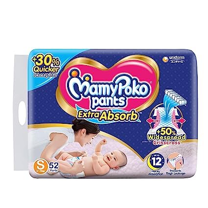 Buy MamyPoko Extra Absorb Diaper Pants For Babies Small (S-52) 4-8kg ...