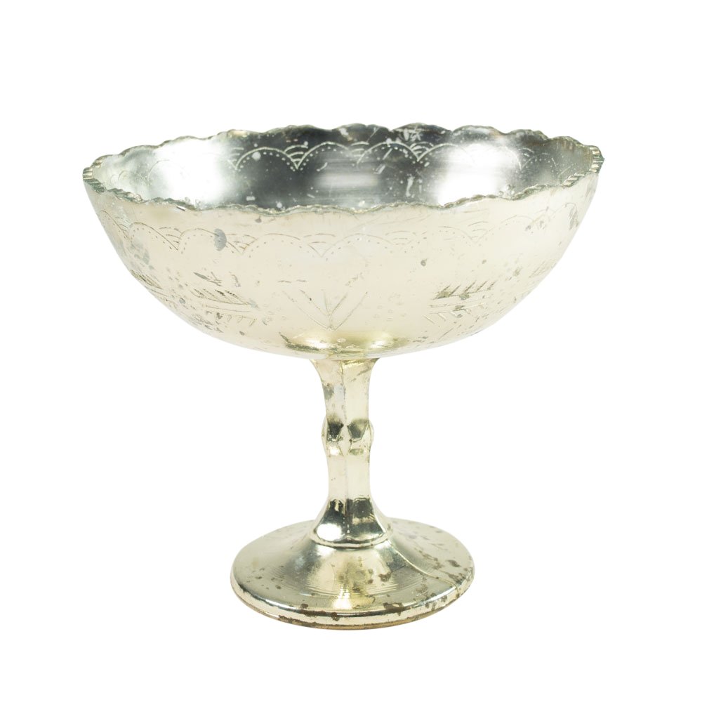 Amazon.com: Mercury Glass Compote Dish, Bowl Centerpiece with Pedestal ...