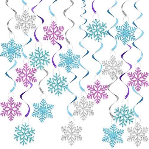 Amazon.com: 20 Pcs Winter Snowflake Hanging Swirl Decorations ...