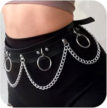 Amazon.com: QWALIT Belt with Chain Punk Belts for Women Rave Belt ...