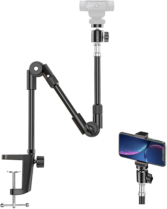 Amazon.com: Webcam Stand Camera Mount with Phone Holder, KDD 25 Inch ...