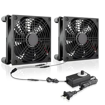 Amazon.com: MEGAttA Computer Fan with AC Plug,Dual 120x25mm Fan with ...