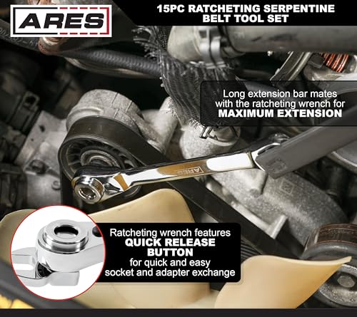 Snapklik.com : ARES 15093Ratcheting Serpentine Belt Tool SetSerpentine ...