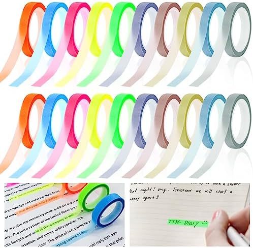 VANRA 5 Rolls Highlighter Tape Transparent Marking Sticker Removable ...