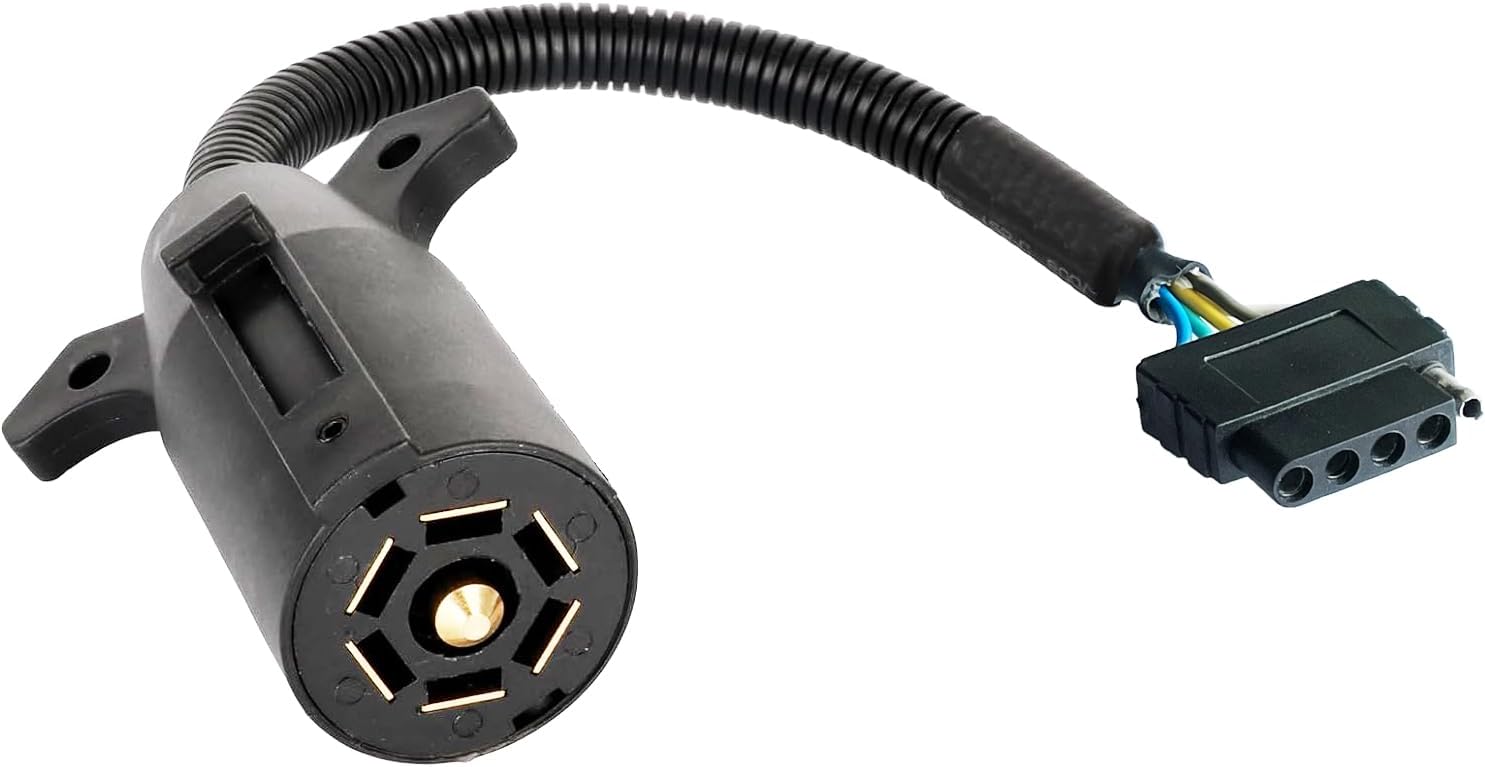 Amazon.com: Goupchn 7 Way Blade to 4 Way Flat Trailer Plug Adapter 1ft ...