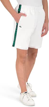 Lacoste Short de sport pour homme GH9348, coupe droite, Blanc (001), XS ...