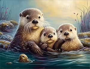 Amazon.com: 500 Piece Adult Jigsaw Puzzle - Cute Otter Family Lights ...