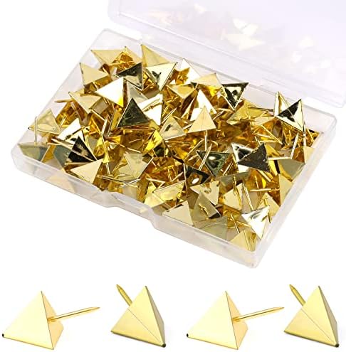 Amazon.com: 100 Pcs Gold Thumb Tacks, Decorative Triangle-Shaped Push ...