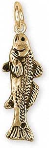 Amazon.com: Redfish Charm Jewelry 14k Gold Handmade Fish Charm RF1-CG ...