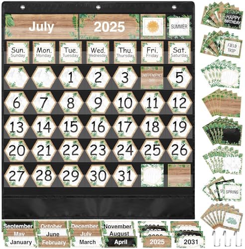 Amazon.com: KIKIGOAL Daily Math Calendar Classroom Pocket Chart ...