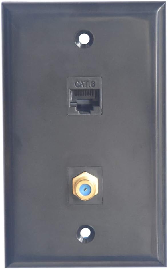 Amazon.com: Ethernet Coax Wall Plate Black - Cat6 RJ45 Coaxial Network ...