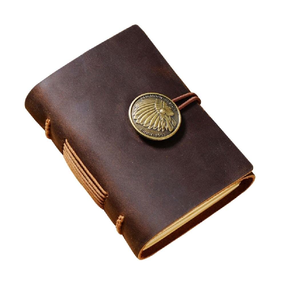 wennqe Small Vintage Leather Journal Retro Handmade Leather Bound ...