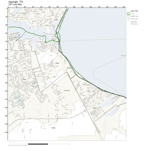 ZIP Code Wall Map of Kemah, TX ZIP Code Map Laminated - Import It All