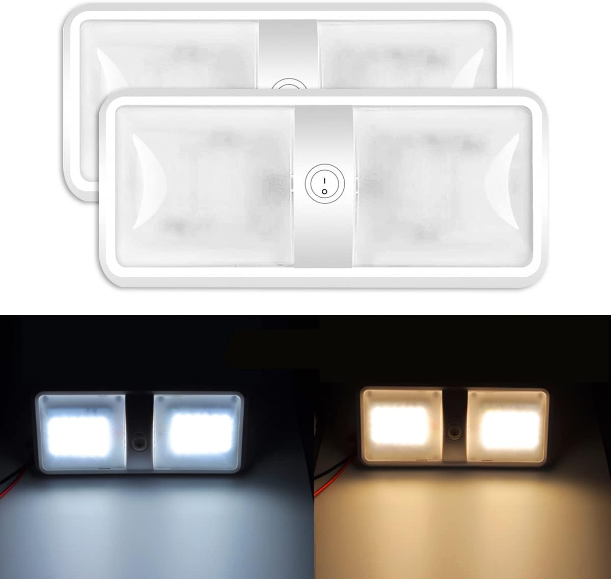 Amazon.com: AutoEC 2 Pack Leisure RV Ceiling Double Dome Light Fixture ...