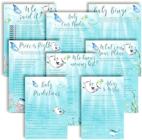 Amazon.com: Baby Shower Game Set, Under the Sea 50 Baby Advice Cards ...