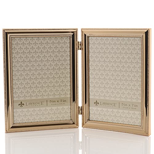 Lawrence Frames Classic Bead Frame, 5×7 Hinged Double, Gold – BigaMart