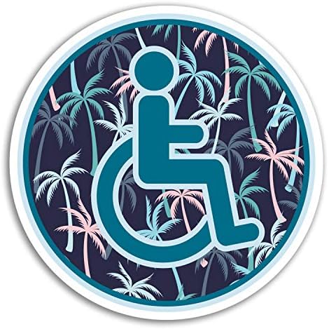 2 x 10cm Tropical Surf Disabled Vinyl Stickers - Mobility Badge Sticker ...