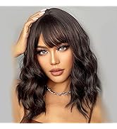 Amazon.com: Creamily Strawberry Blonde Wig with Bangs Medium Length ...