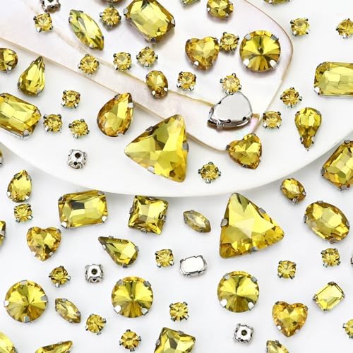 Amazon.com: Dowarm Sew on Rhinestones 104 PCS Mixed Shapes Glass Sew on ...