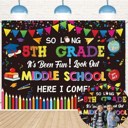 Amazon.com : 5TH Grade Backdrop 7x5FT So Long 5TH Grade It's Been Fun ...