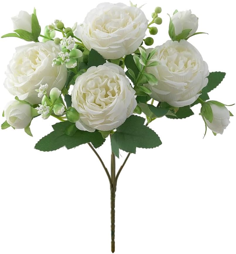 Amazon.com: UUYYEO 1 Bunch Artificial Peony Flowers Faux Peony Stems ...