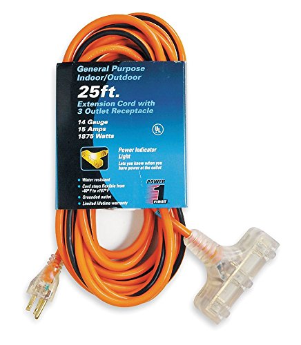Power First 25 ft. 3-Outlet Extension Cord 14/3: Amazon.com: Tools ...