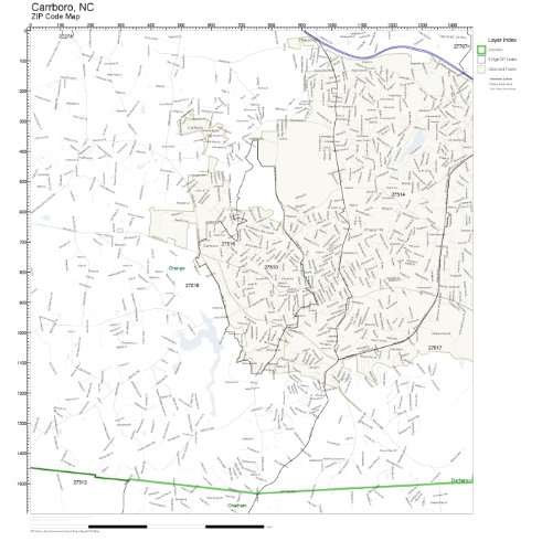 Amazon.com : ZIP Code Wall Map of Carrboro, NC ZIP Code Map Laminated ...