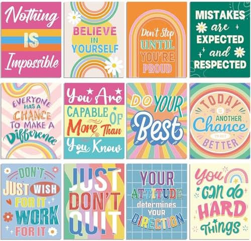 Amazon.com : Nezyo 12 Pcs Retro Classroom Posters, Retro Growth Mindset ...