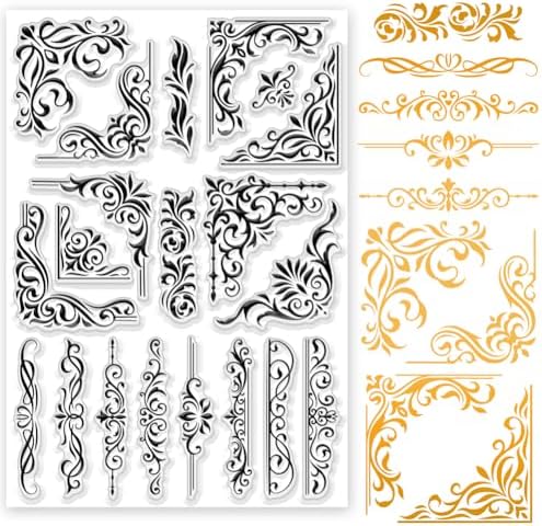 Amazon.com: INFUNLY Flower Corner Stamps for Card Making 8.3x11.7 ...