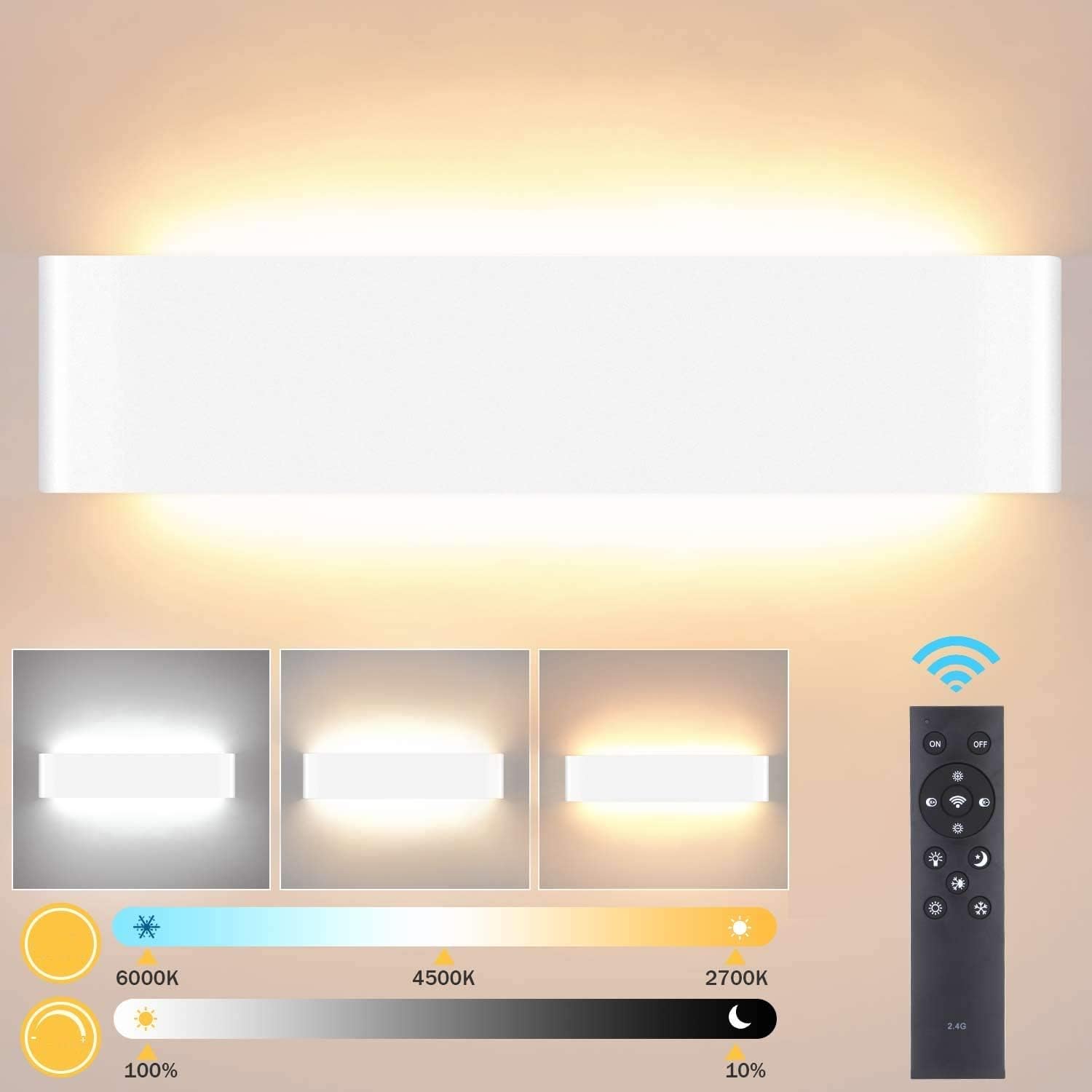 Lightsjoy 28W Dimmbare LED Wandlampe mit Fernbedienung Wandleuchte ...