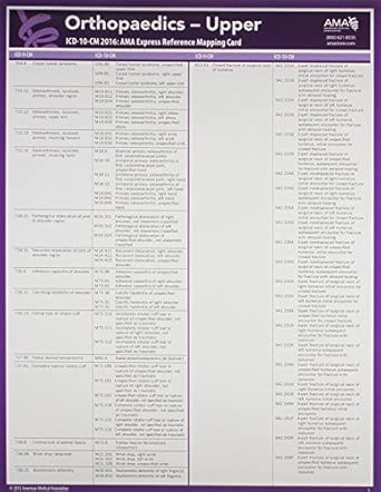 ICD-10-CM 2016 Express Reference Mapping Card Orthopaedics Upper ...