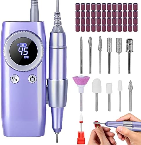 Amazon.com: Professional 45000 RPM Nail Drill , Rechargeable Electric ...