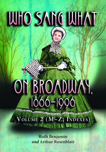 Who Sang What on Broadway, 1866 1996: The Singers M-Z; Bibliography ...